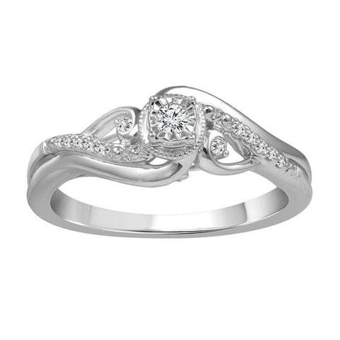 LoveSong 1/10 CTW Natural Diamond Promise Ring in Sterling Silver ...